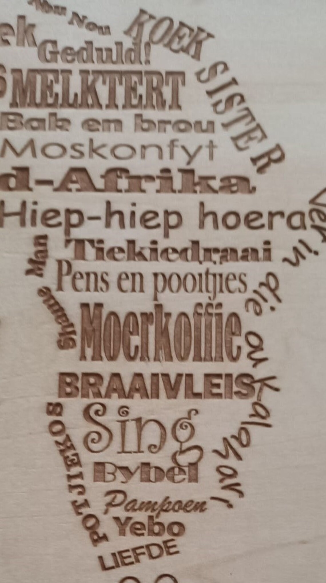 Africa Wall Plaque, Laser Engraved Afrikaanse Woorde, Laser Engraving ...