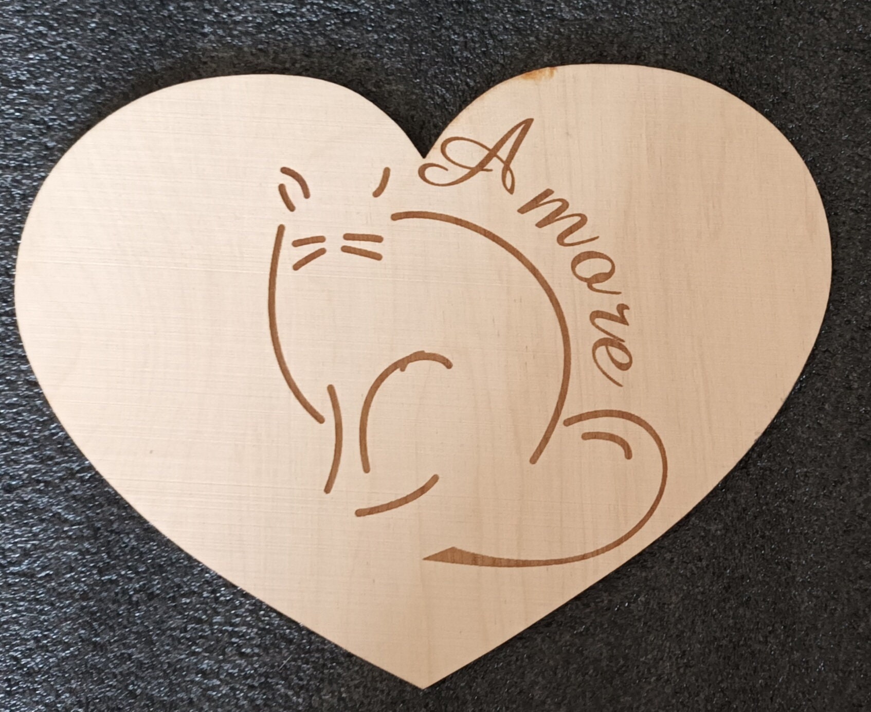 Wood Laser Engraved Cat Lover Amore, Cat Laser Engraving, Rustic Wood ...