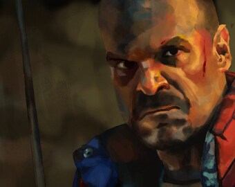 Jim Hopper David Habour Stranger Things Portrait Print Movie Print Art ...