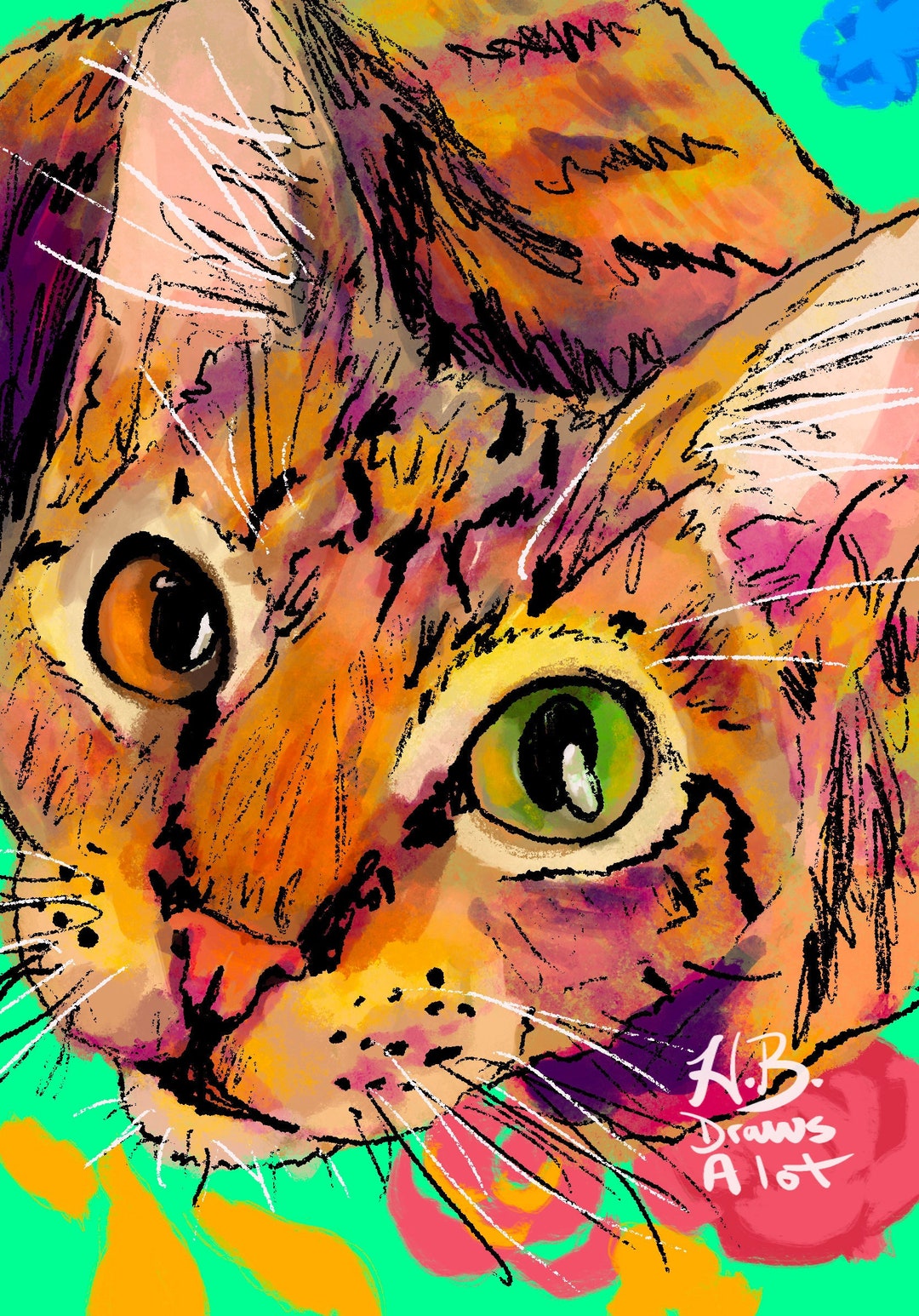 Colorful Cat Art Download - Etsy