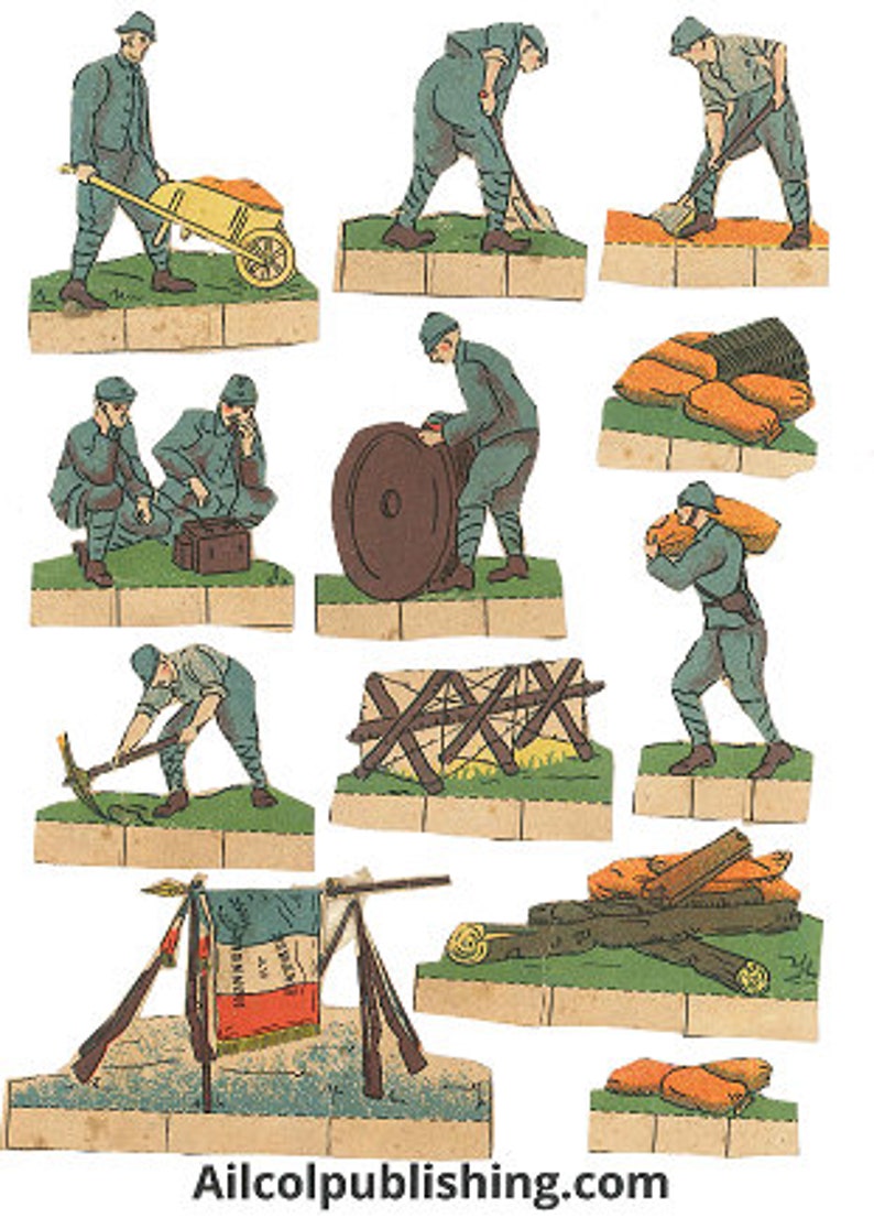 WW1 French Paper Toy Soldiers Download 5 Sheets | Etsy