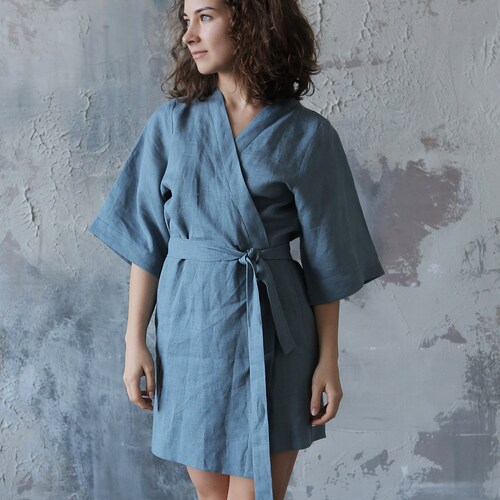 Linen Kimono Gift for Her Natural Linen Robe Women's - Etsy