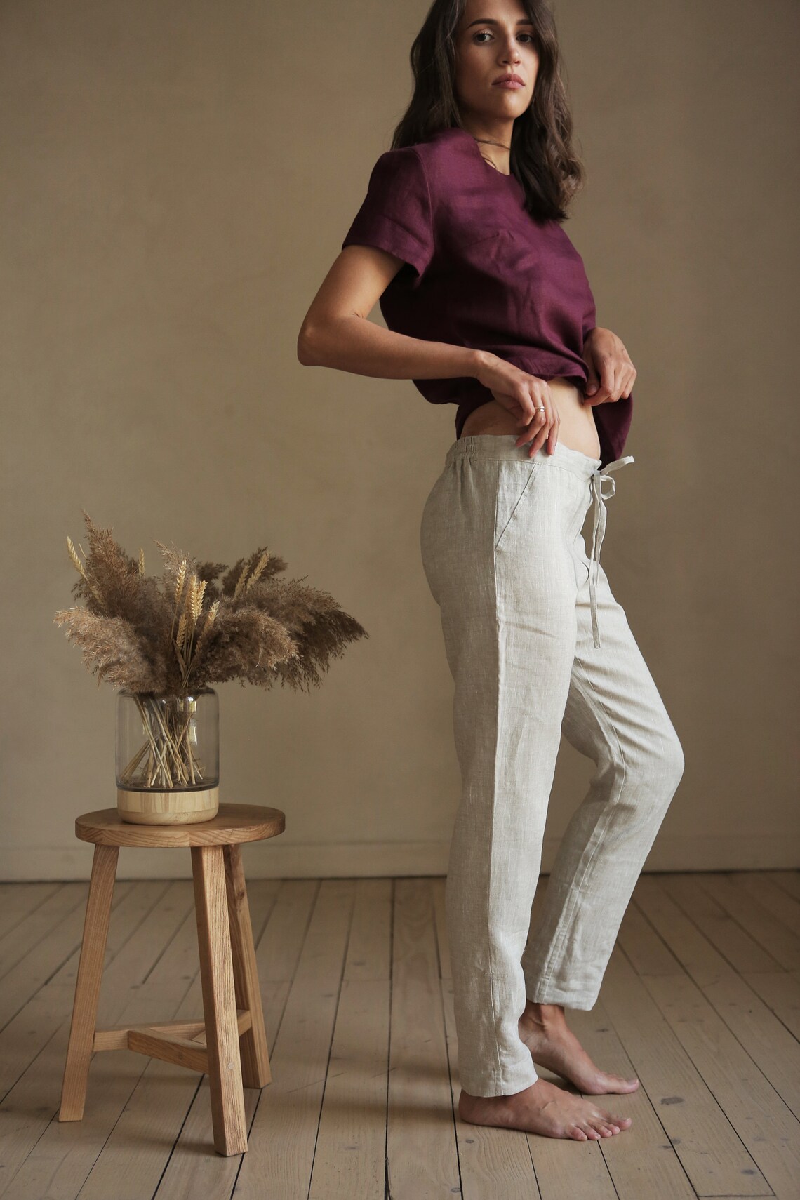 Pure Linen Pants Summer Pants Linen Trousers Natural Flax | Etsy