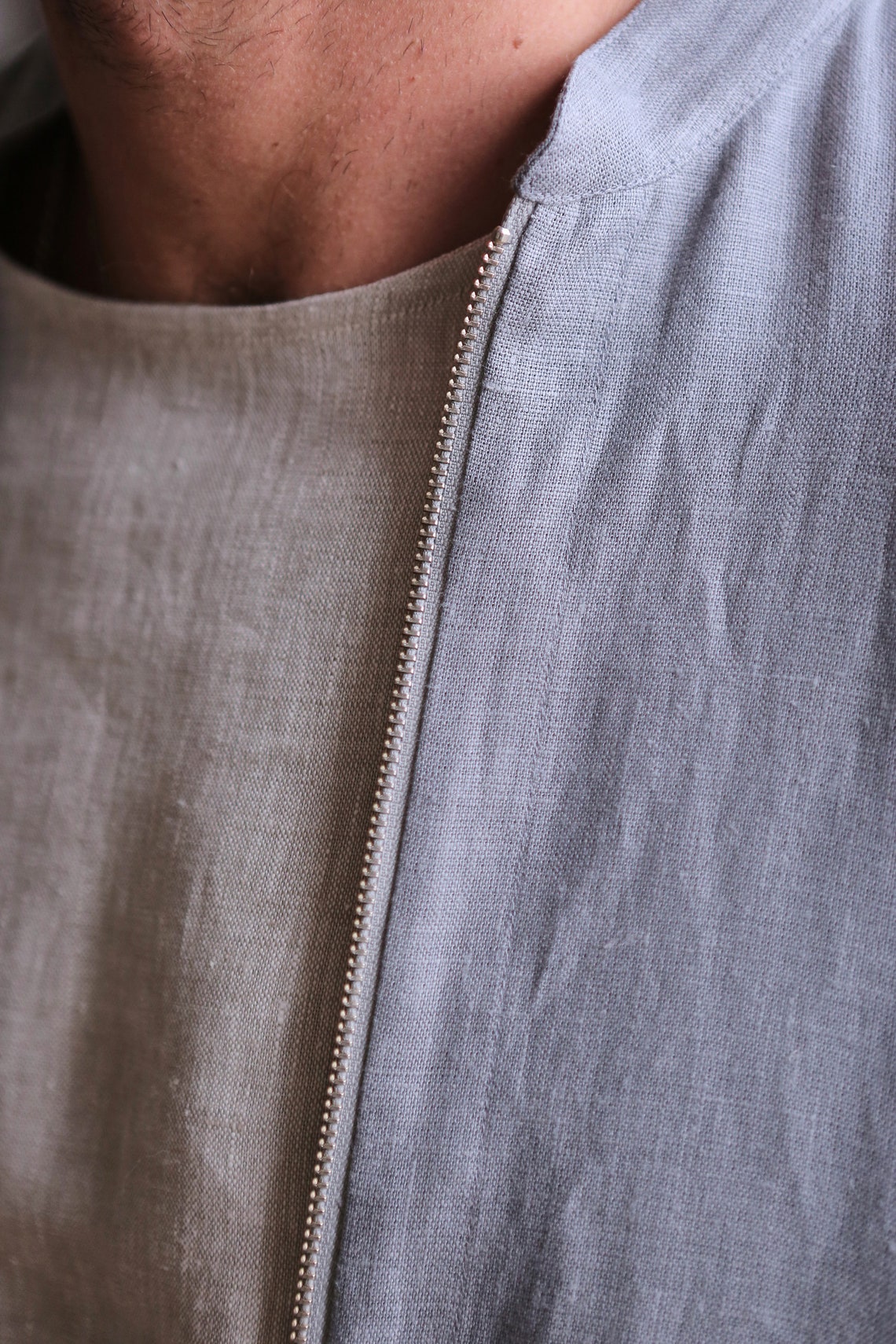 Mens Linen Bomber, Jacket, Spring - Summer, Light Grey Bomber Jacket ...