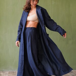 Womens Long Trench, Linen Cardigan, Linen Cape, Linen Jacket, Long Coat ...