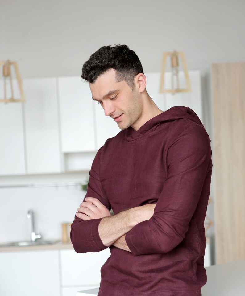 Shirt with hood Spring Summer Hoodie sweatshirt Mens | Etsy