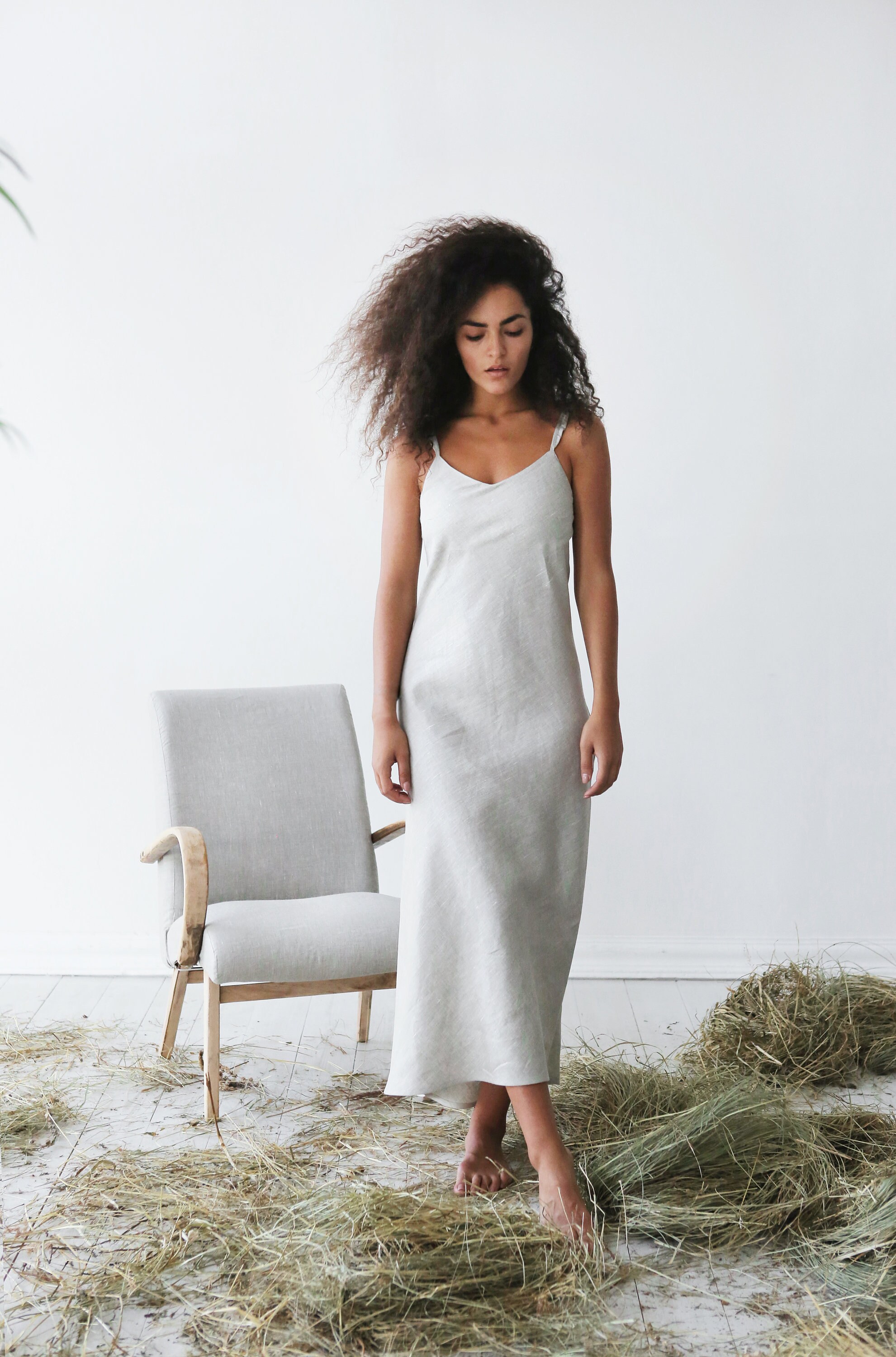 Linen Maxi Dress Summer Dress Natural Color Dress With - Etsy Canada