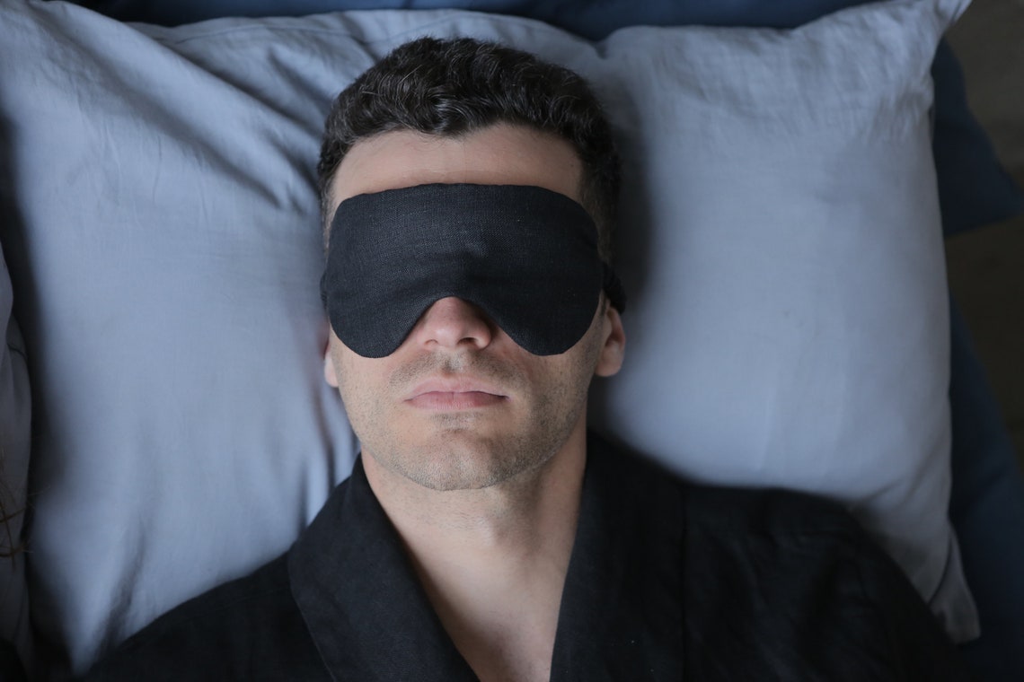 Linen Sleep Mask Summer Mask Black Eye Mask Gift Ideas - Etsy