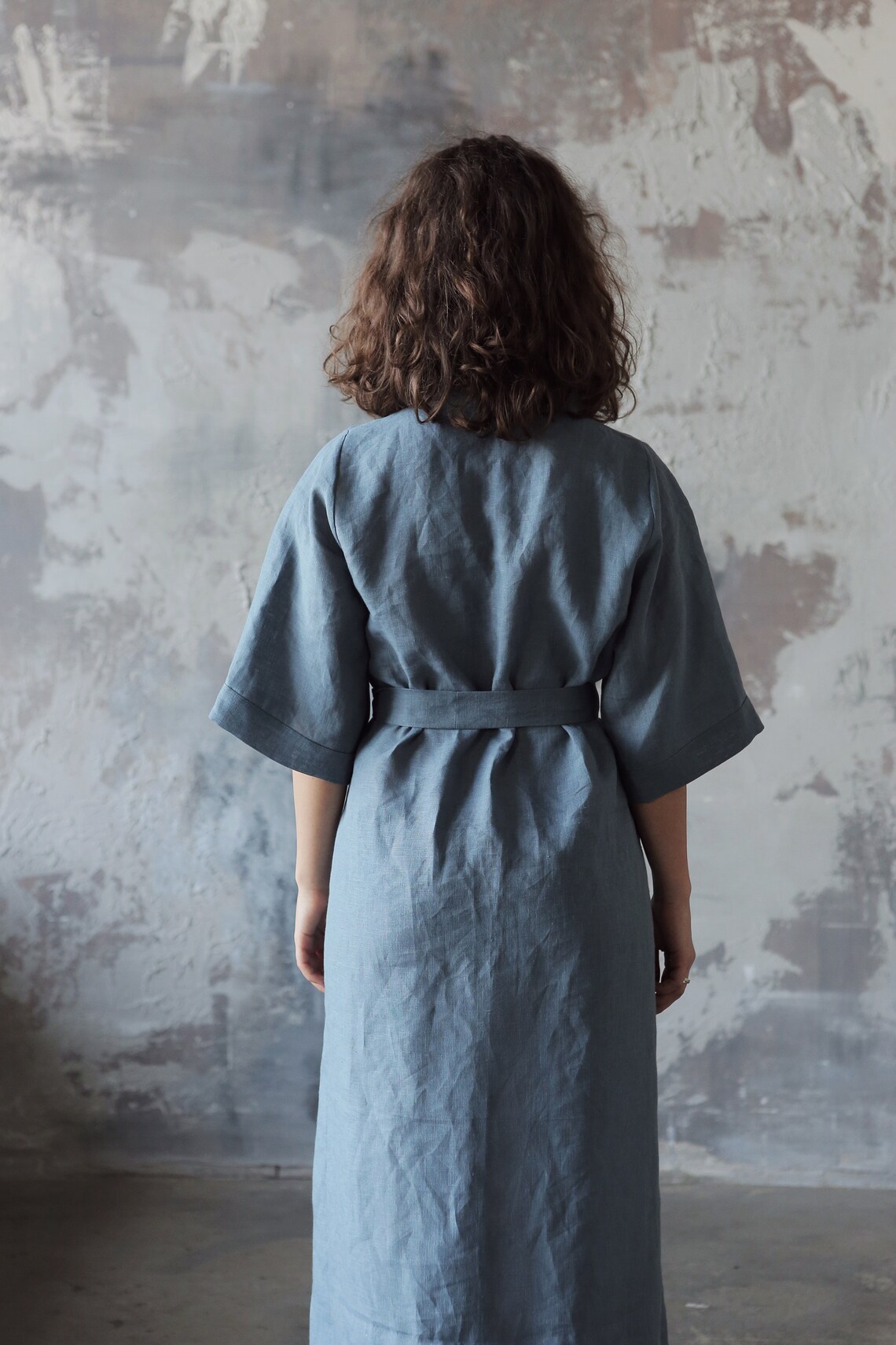 Long Linen Kimono Linen Loungewear Gift for Her Wedding | Etsy