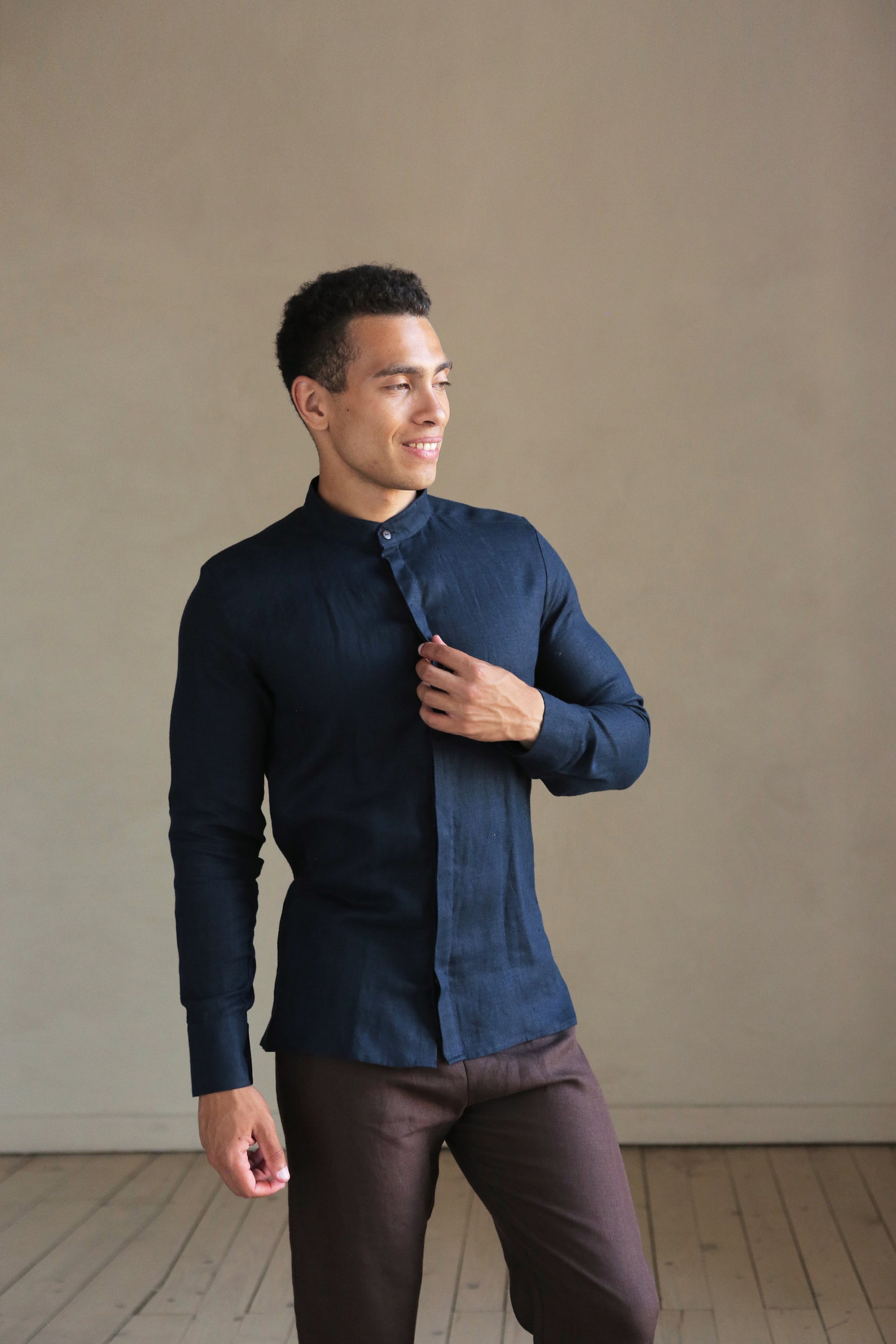 Mens Linen Shirt, Spring - Summer, Shirt for Men, Wedding Shirt, Dark ...