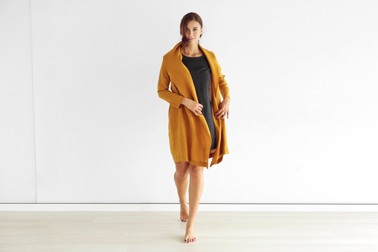 Womens Mustard Cardigan Summer Cardigan Linen Gown Linen - Etsy