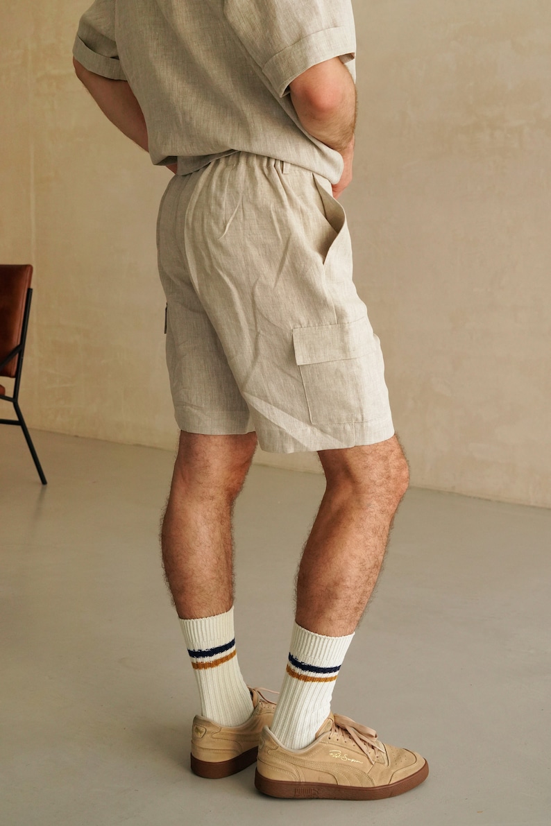 Mens Linen Cargo Shorts With Side Pockets Shorts for Men - Etsy