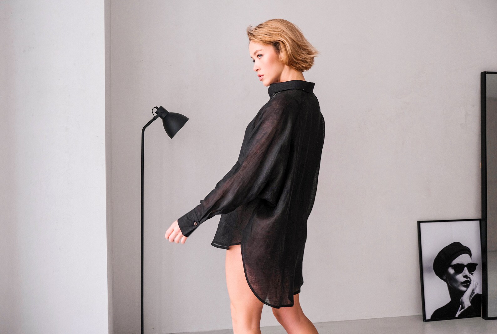 Womens Oversized Linen Shirt Wide Sleeve Shirt Dress Shirt - Etsy