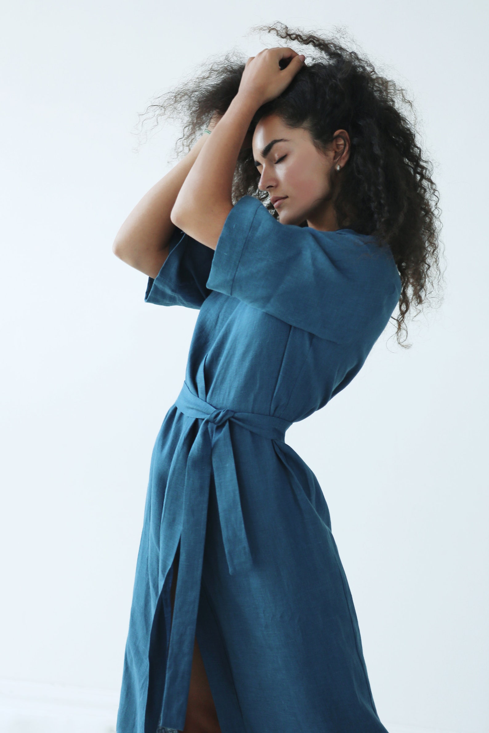 Long Linen Kimono Summer Kimono Linen Loungewear Wedding - Etsy