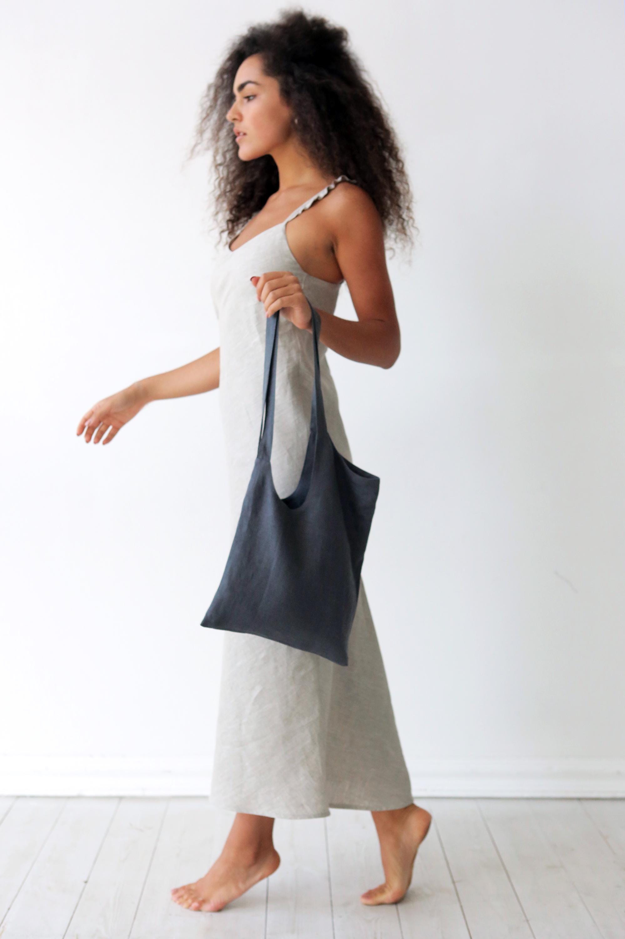Linen Tote Bag, Zero Waste, Beach Bag, Organic Linen Shopper, Vegan Bag ...