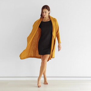 Womens Mustard Cardigan, Summer Cardigan, Linen Gown, Linen Jacket ...
