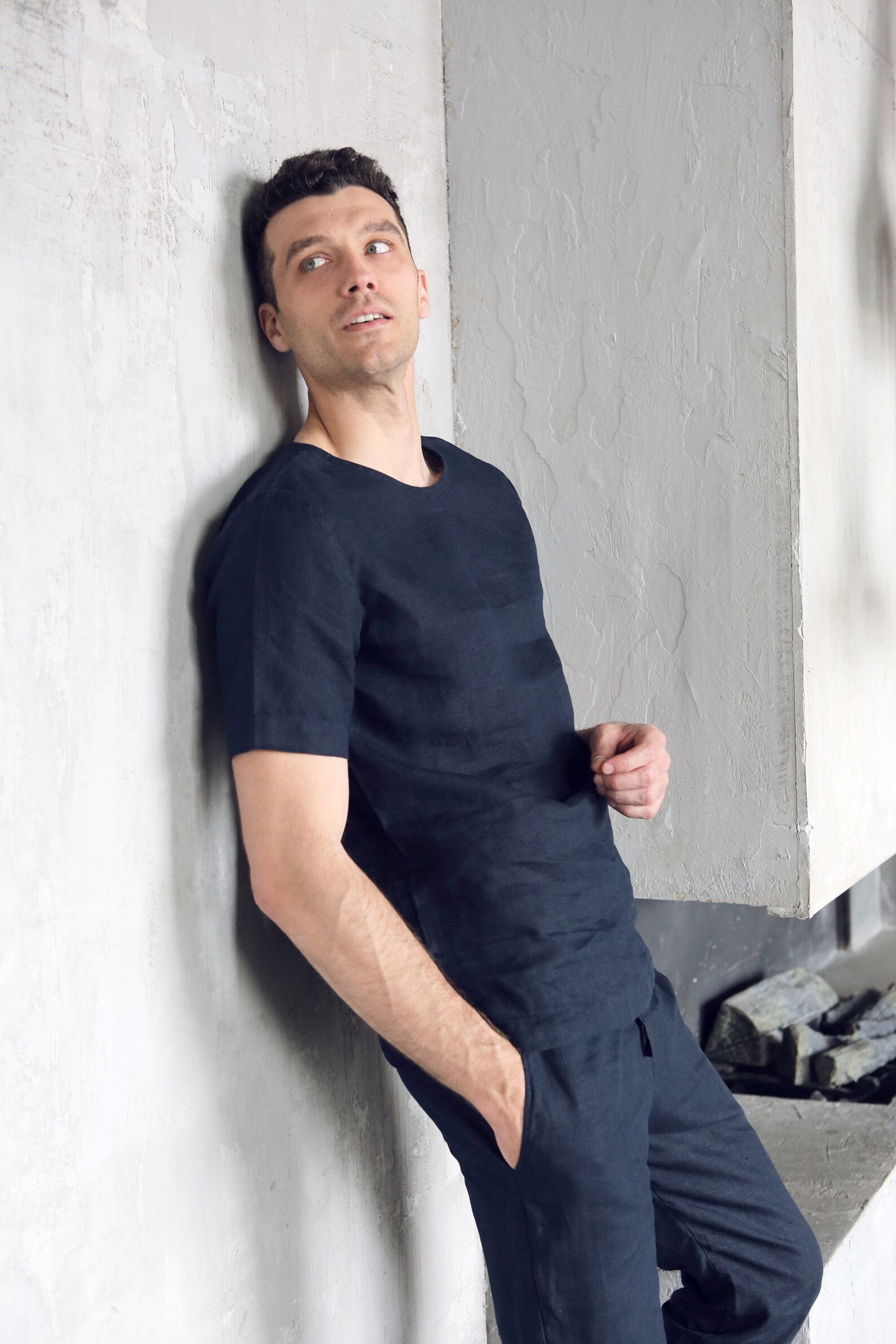 Mens Linen T-shirt Basic T-shirt Shirt for Men Stylish - Etsy