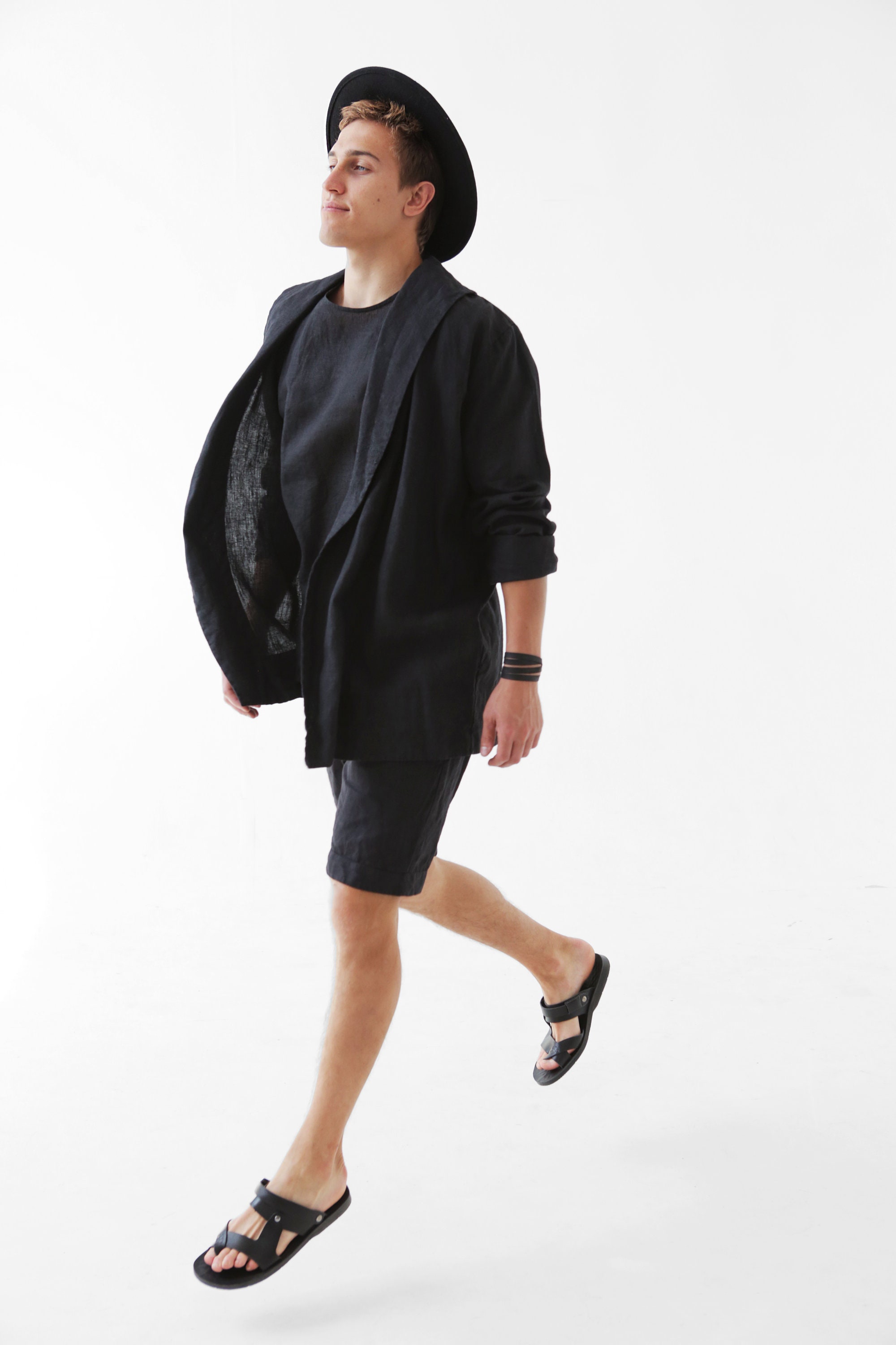 Linen Mens Jacket Men's Linen Jacket Black Cardigan for - Etsy UK