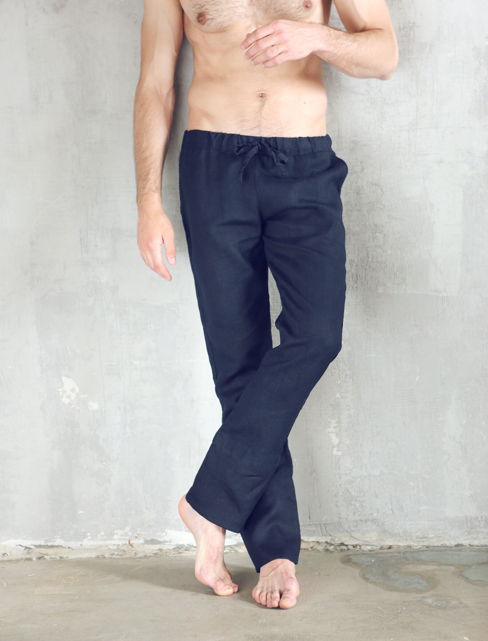 Mens Linen Pants Lounge Pants Pants for Men Dark-blue - Etsy