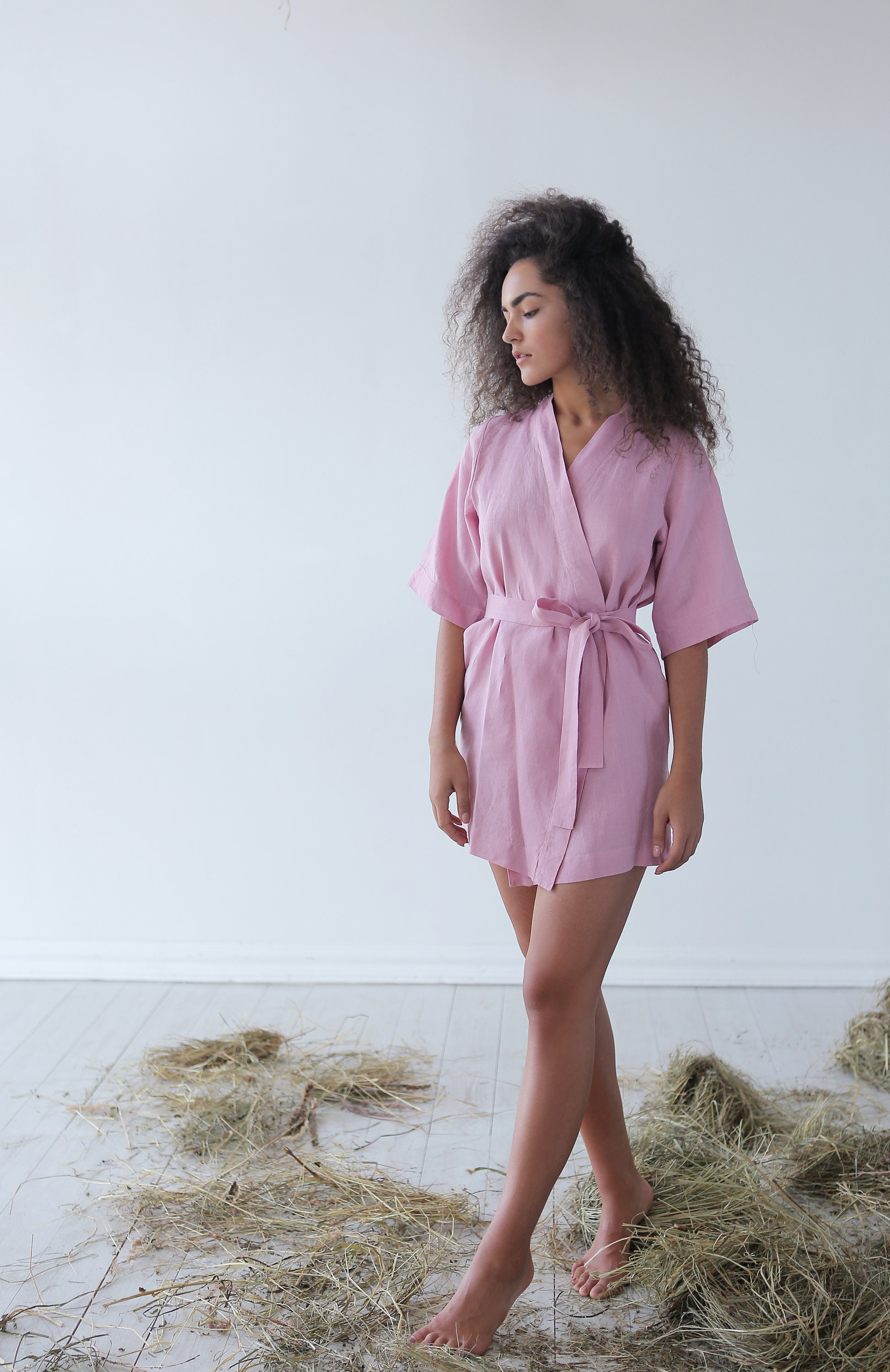 Natural Linen Bathrobe Linen Loungewear Wedding Robes for | Etsy