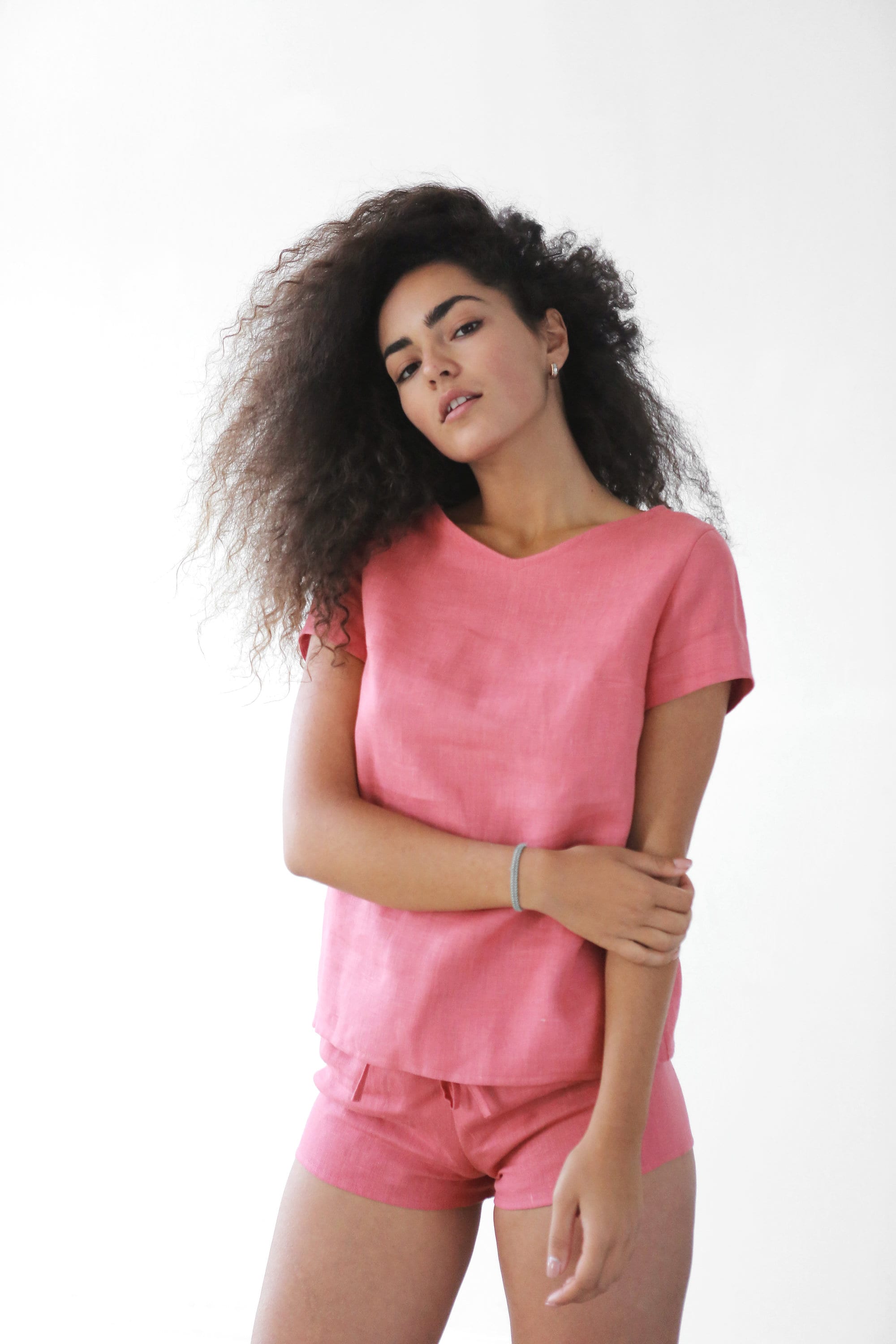 Linen T-shirt for Women Peach Color T-shirt Linen Blouse | Etsy