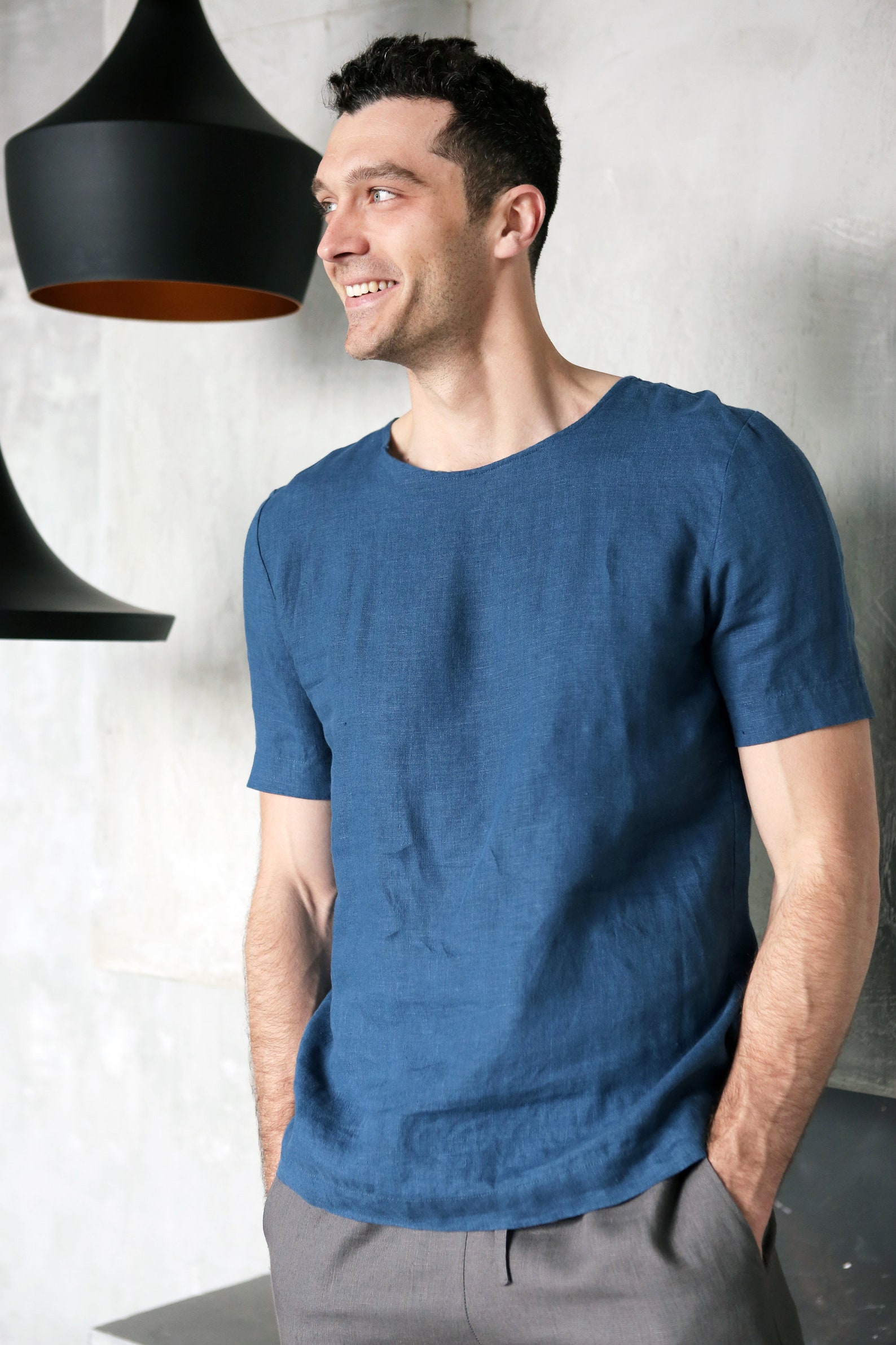 T-shirt en lin pour homme T-shirt dété Chemise pour homme - Etsy France