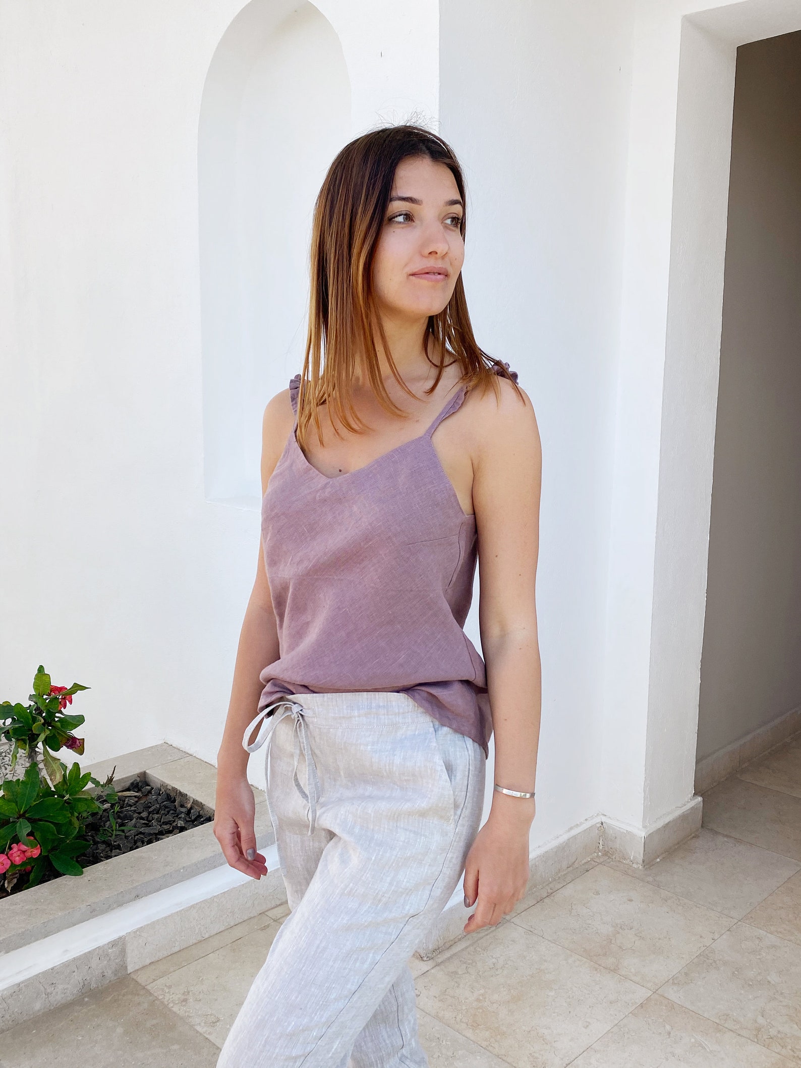 Linen Tank Top, Strap Linen Top, Simple Lace Top, Shirt With Wings, Top ...