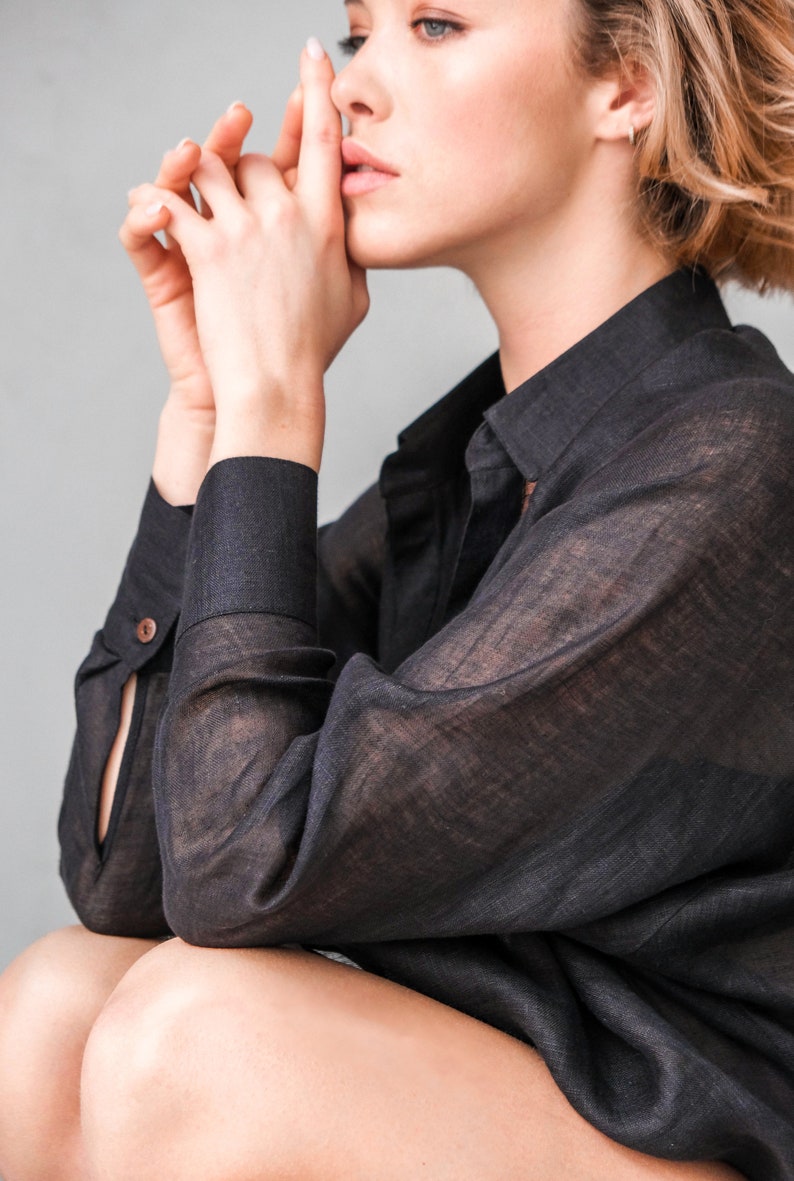 Womens Oversized Linen Shirt Wide Sleeve Shirt Dress Shirt - Etsy