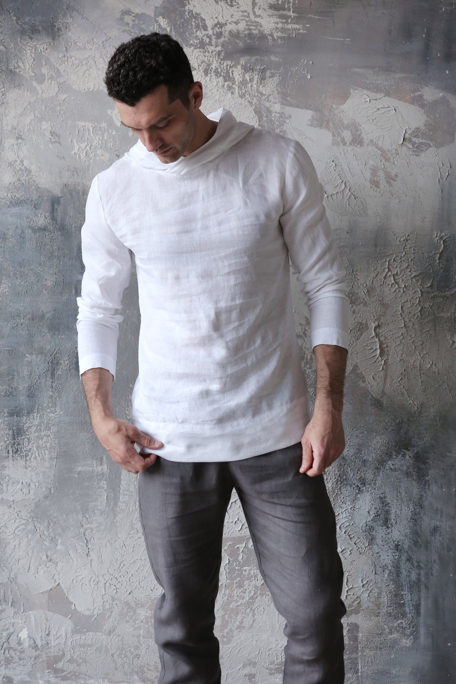 Mens Linen Hoodielinen Loungewear Sweatshirt Shirt for Men - Etsy