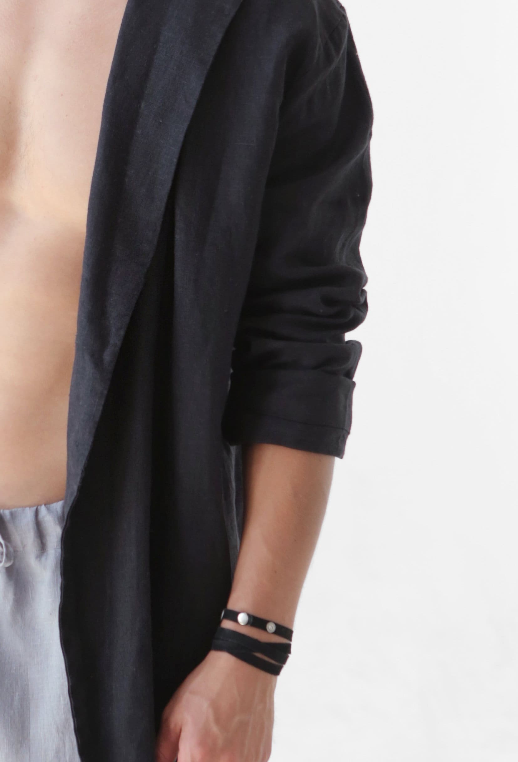 Linen Mens Jacket Men's Linen Jacket Black Cardigan for - Etsy UK