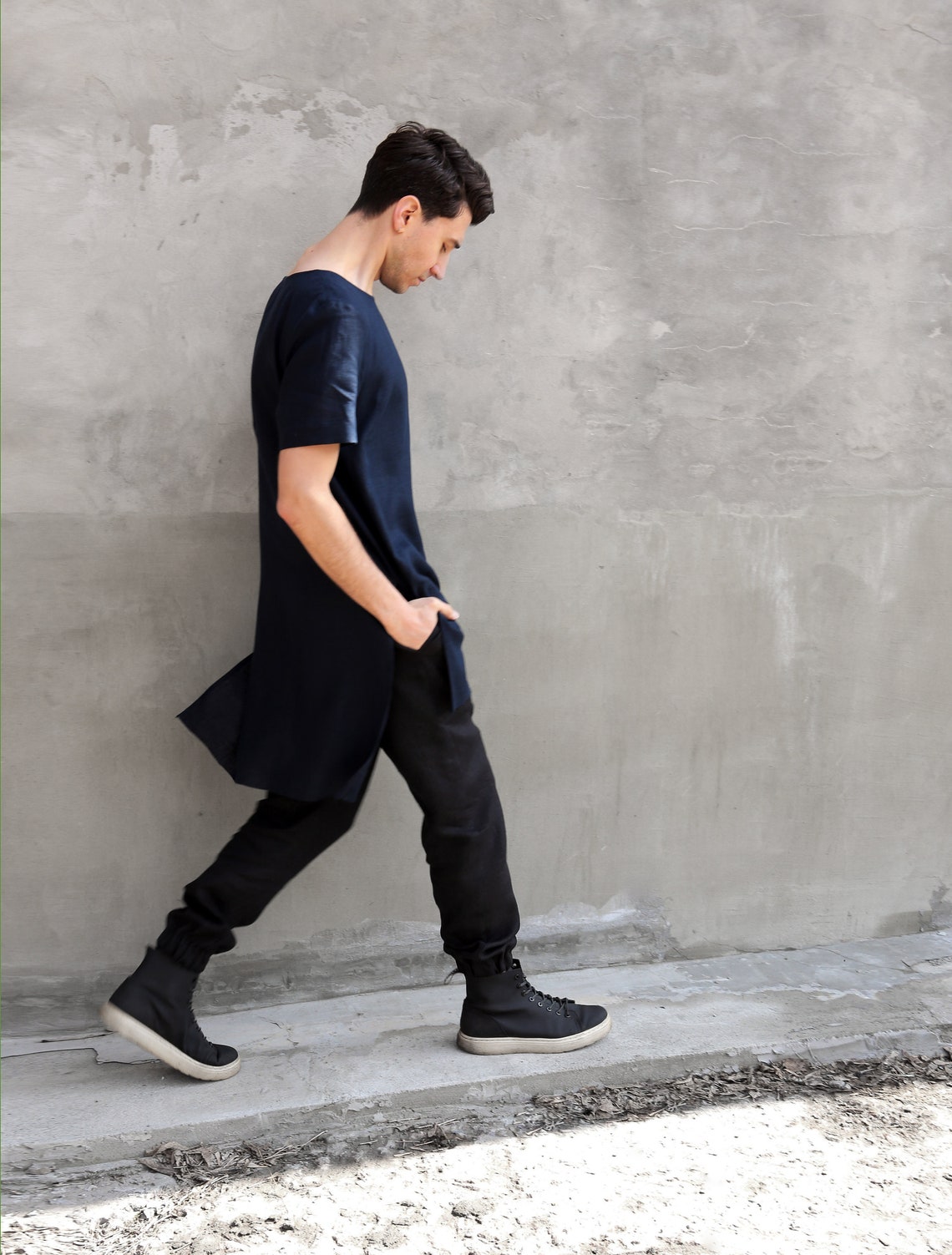 Linen t-shirt for men Men's tunic Basic t-shirt | Etsy