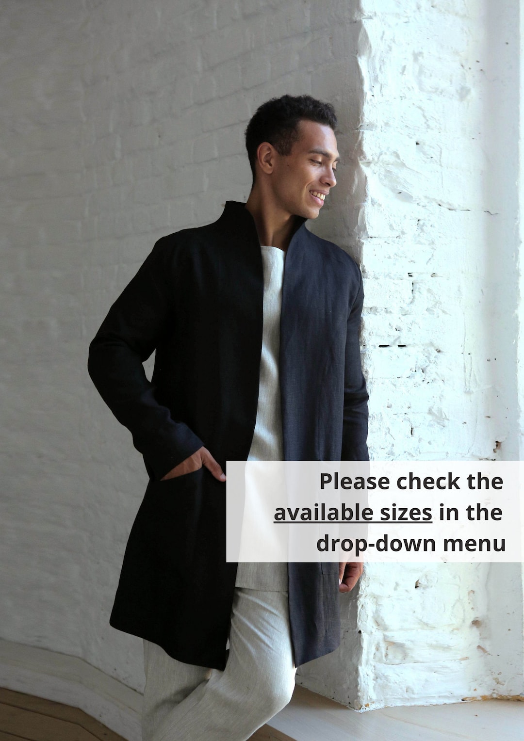 Trench Coat Men, Linen Jacket for Man, Stylish Linen Apparel, Linen ...