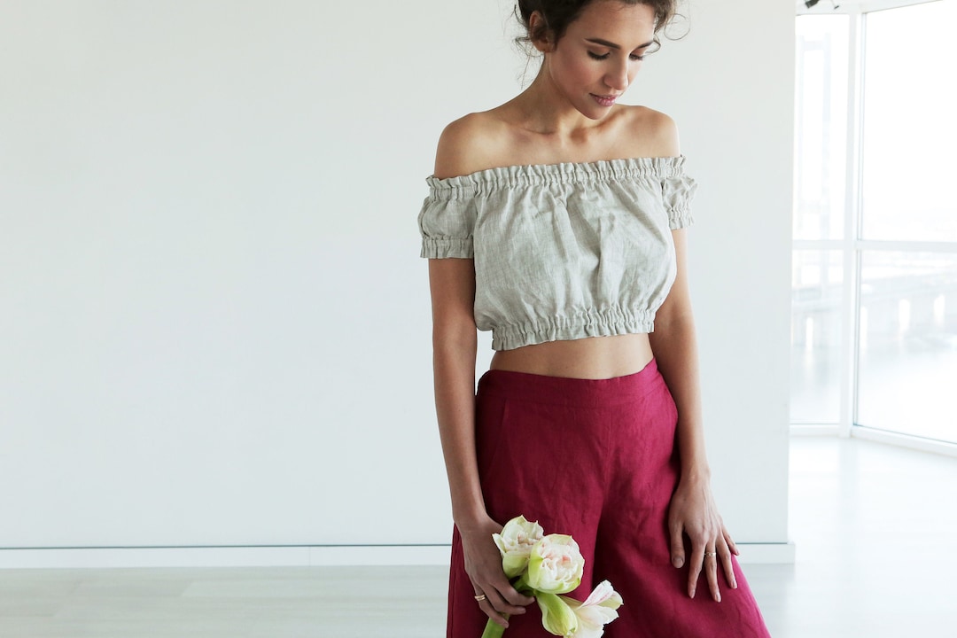 Off the Shoulders Linen Top, Tank Top, Shoulder Peasant Top, Linen ...