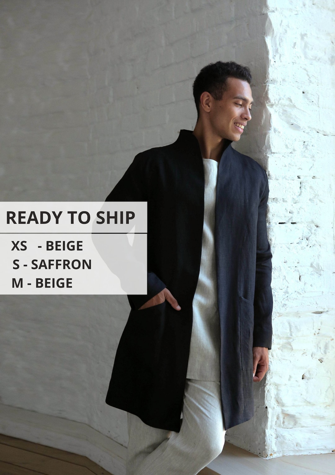 Trench Coat Men, Linen Jacket for Man, Stylish Linen Apparel, Linen ...