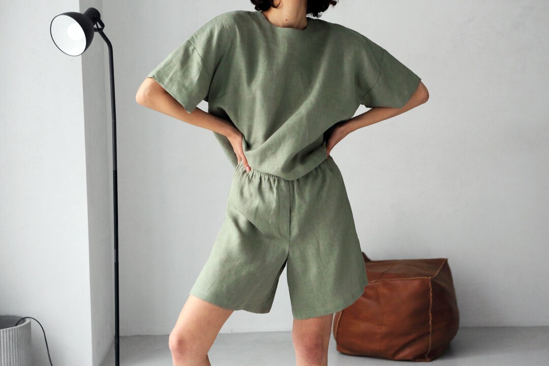 Wide Linen Shorts Women, Flax Shorts, Pajama Shorts, Gift for Her ...