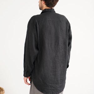 Mens Relaxed Linen Shirt, Shirt for Men, Black Color Shirt, Classic ...