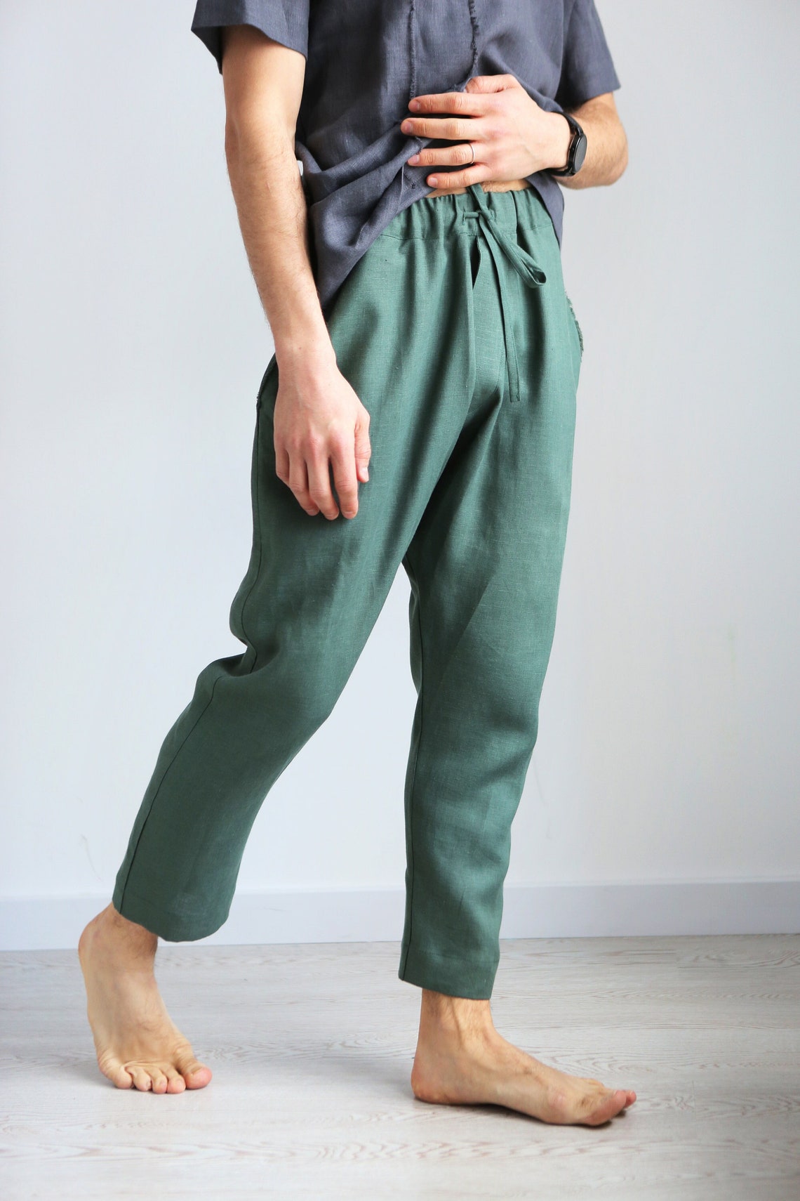 Mens Linen Pants Lounge Pants Baggy Pants Mens Trousers - Etsy
