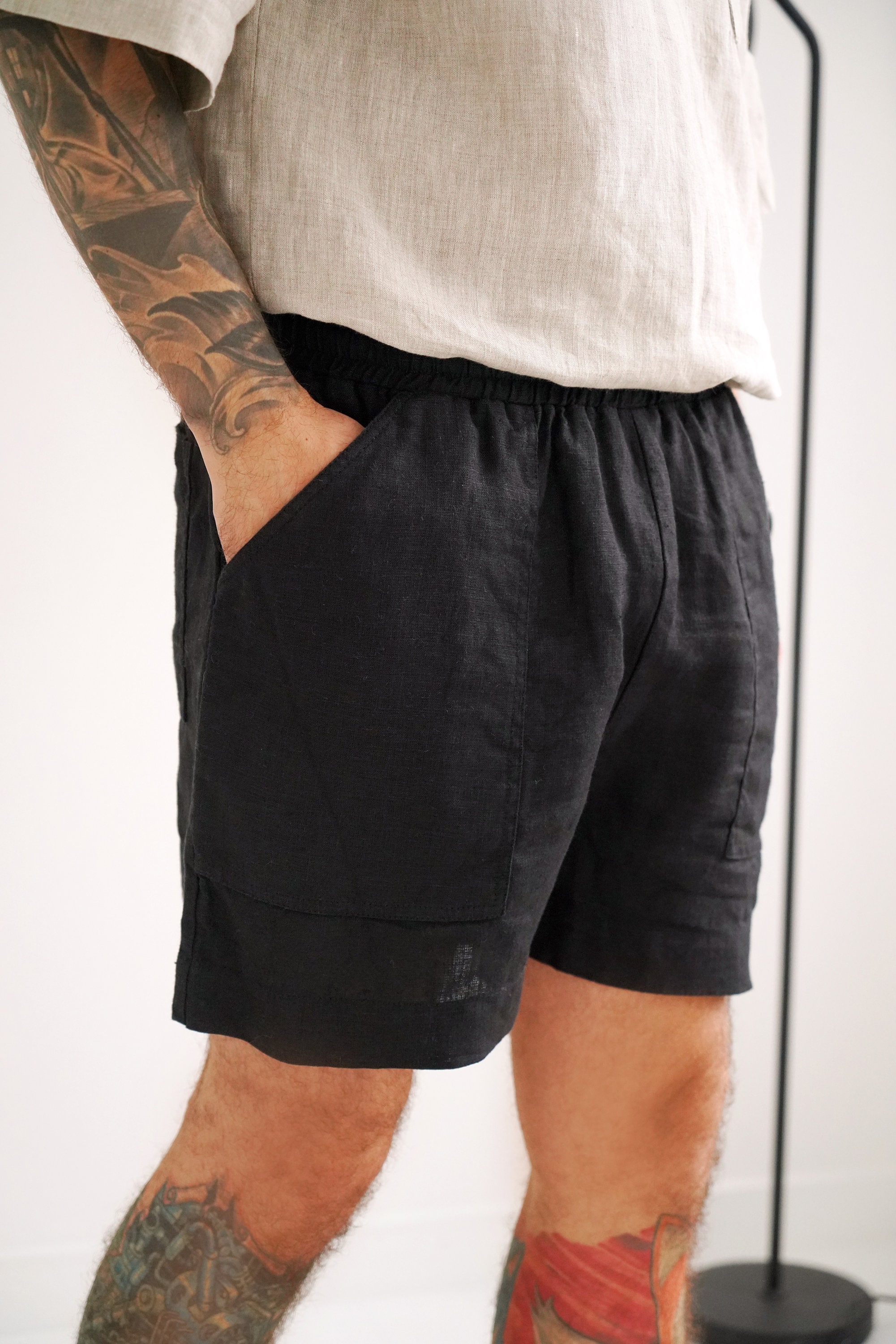 Mens Short Linen Shorts Basic Shorts Flax Linen Shorts - Etsy
