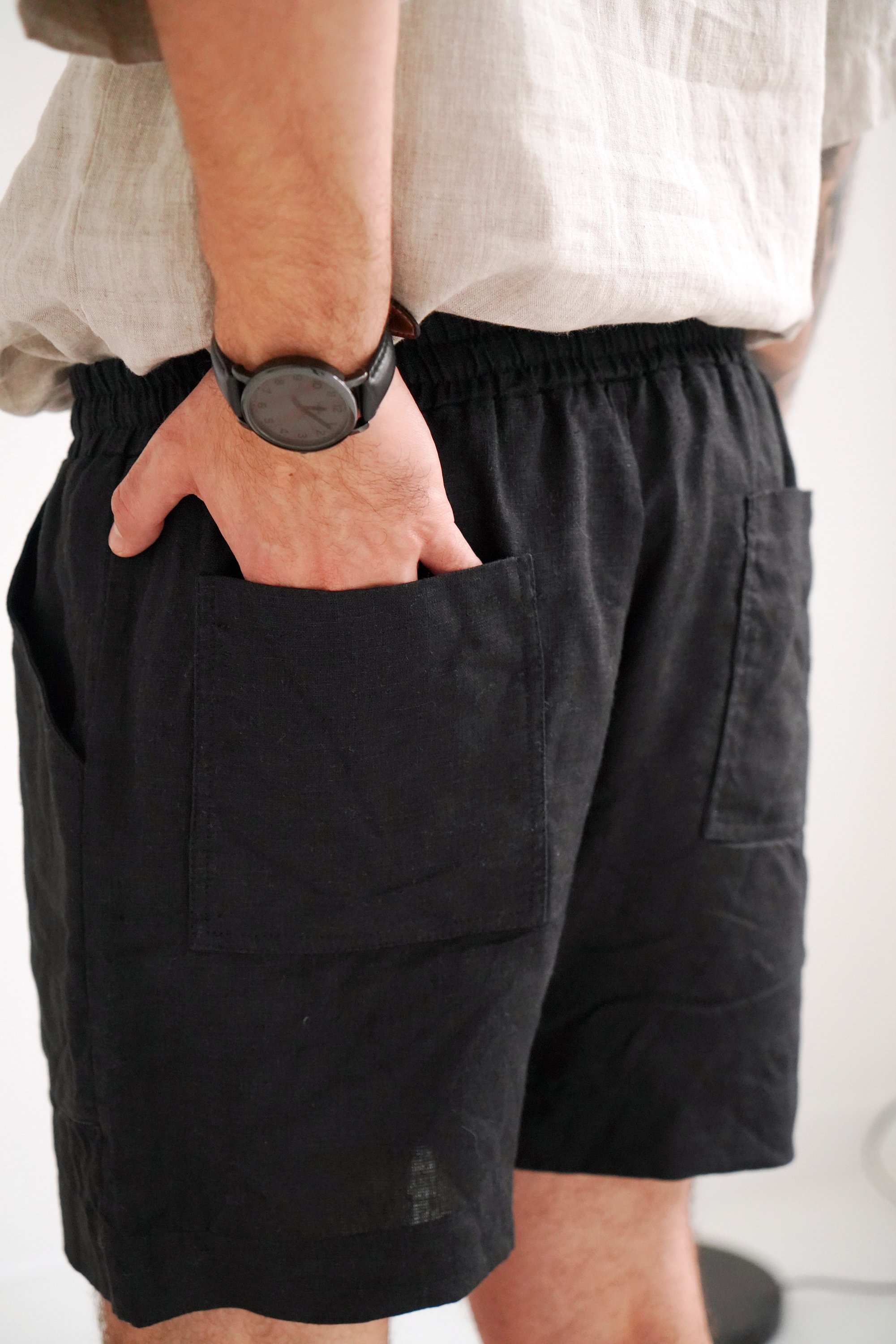 Mens Short Linen Shorts, Basic Shorts, Flax Linen Shorts, Shorts for ...