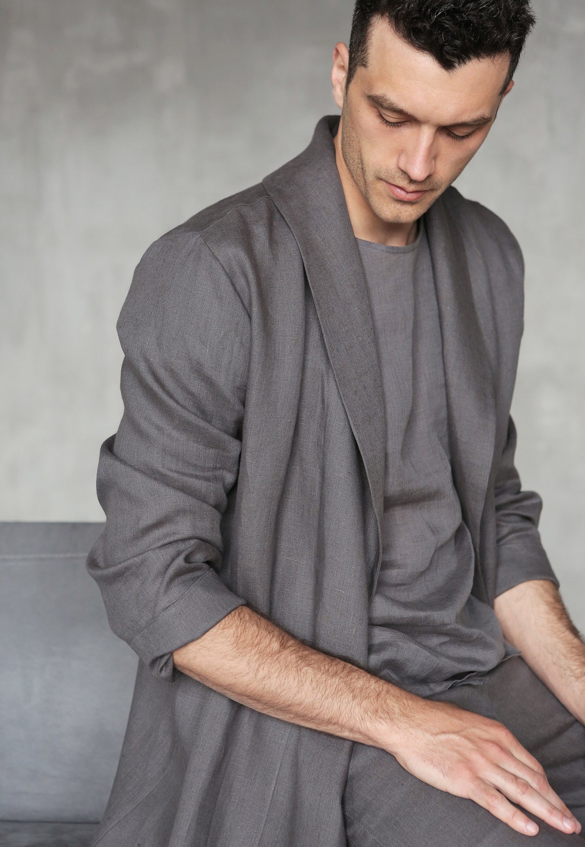 Veste en lin pour homme Tenue en lin Peignoir en lin - Etsy France