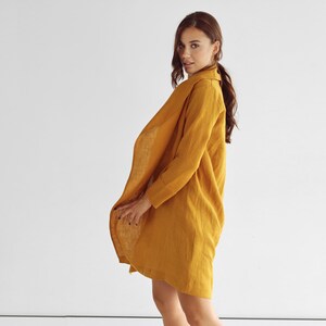 Womens Mustard Cardigan, Summer Cardigan, Linen Gown, Linen Jacket ...