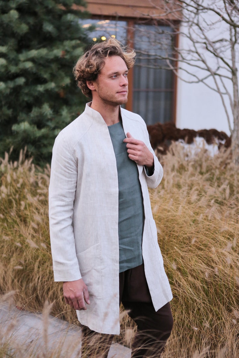 Trench Coat Men, Linen Jacket for Man, Sustainable Fashion, Linen Beige ...