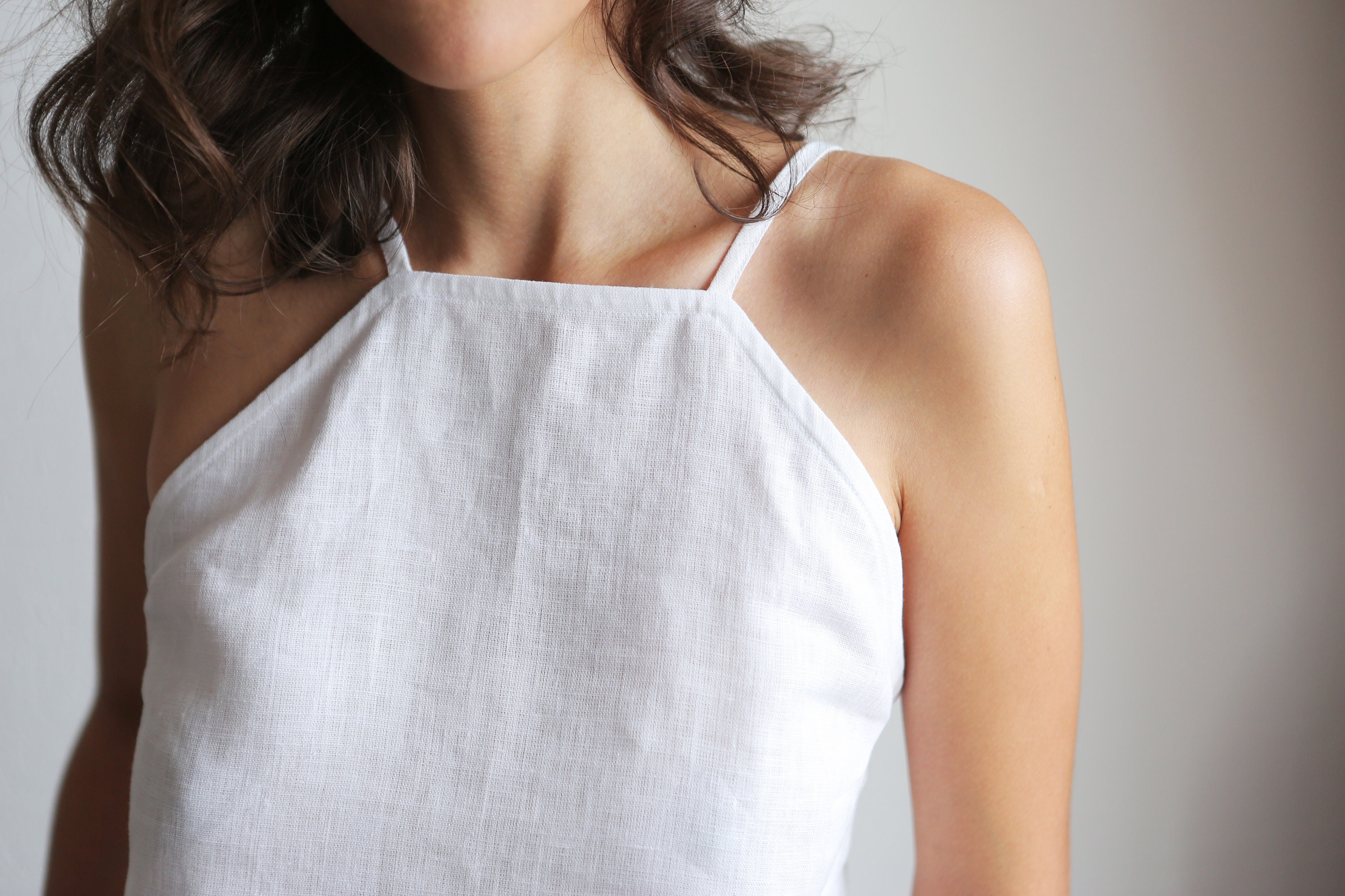 White Linen Tank Top Summer Linen Top Simple Lace Top Top - Etsy