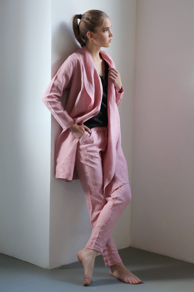 Pink Linen Pants, Summer Pants, Linen Trousers, Pink Flax Pants, Pajama ...