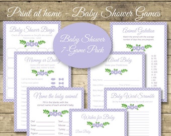 Purple Baby Shower Games Printable Baby Shower Games Package - Etsy