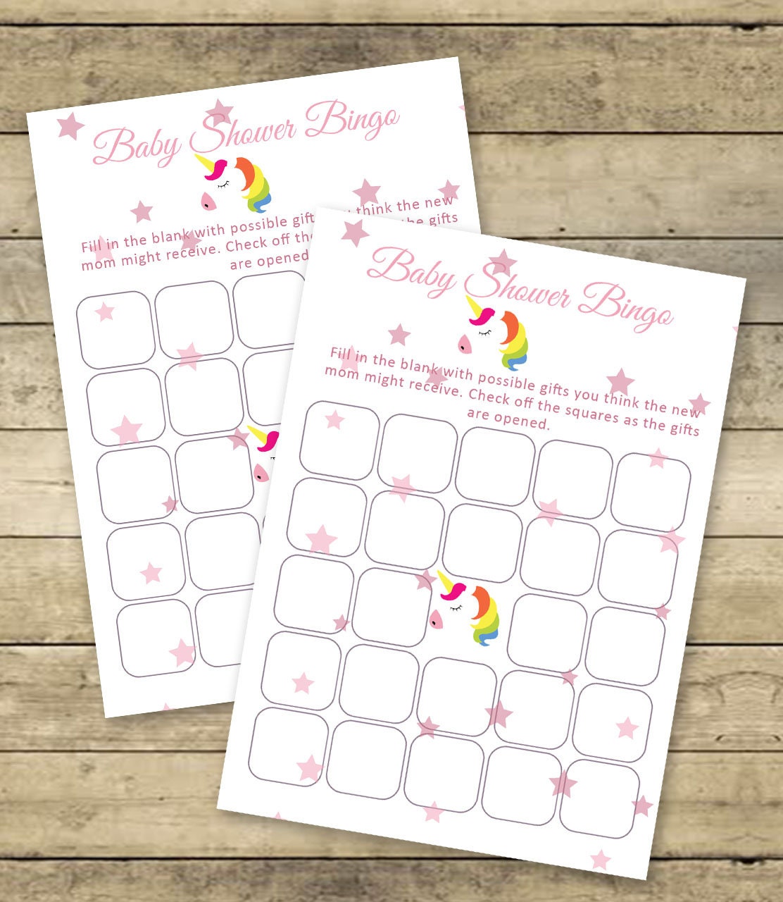 Unicorn Baby Shower Bingo Cards - Unicorn Baby Shower Bingo Game - 40 ...