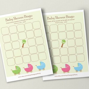 Stroller Baby Shower Bingo Cards - Baby Shower Bingo Game - 40 Unique ...