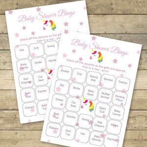 Unicorn Baby Shower Bingo Cards - Unicorn Baby Shower Bingo Game - 40 ...