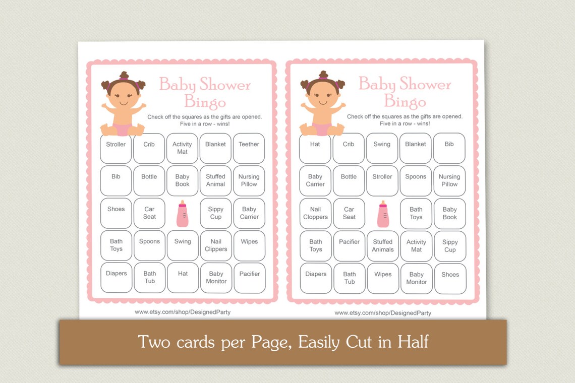 Girl Baby Shower Bingo Cards-baby Shower Bingo Game-40 Unique - Etsy