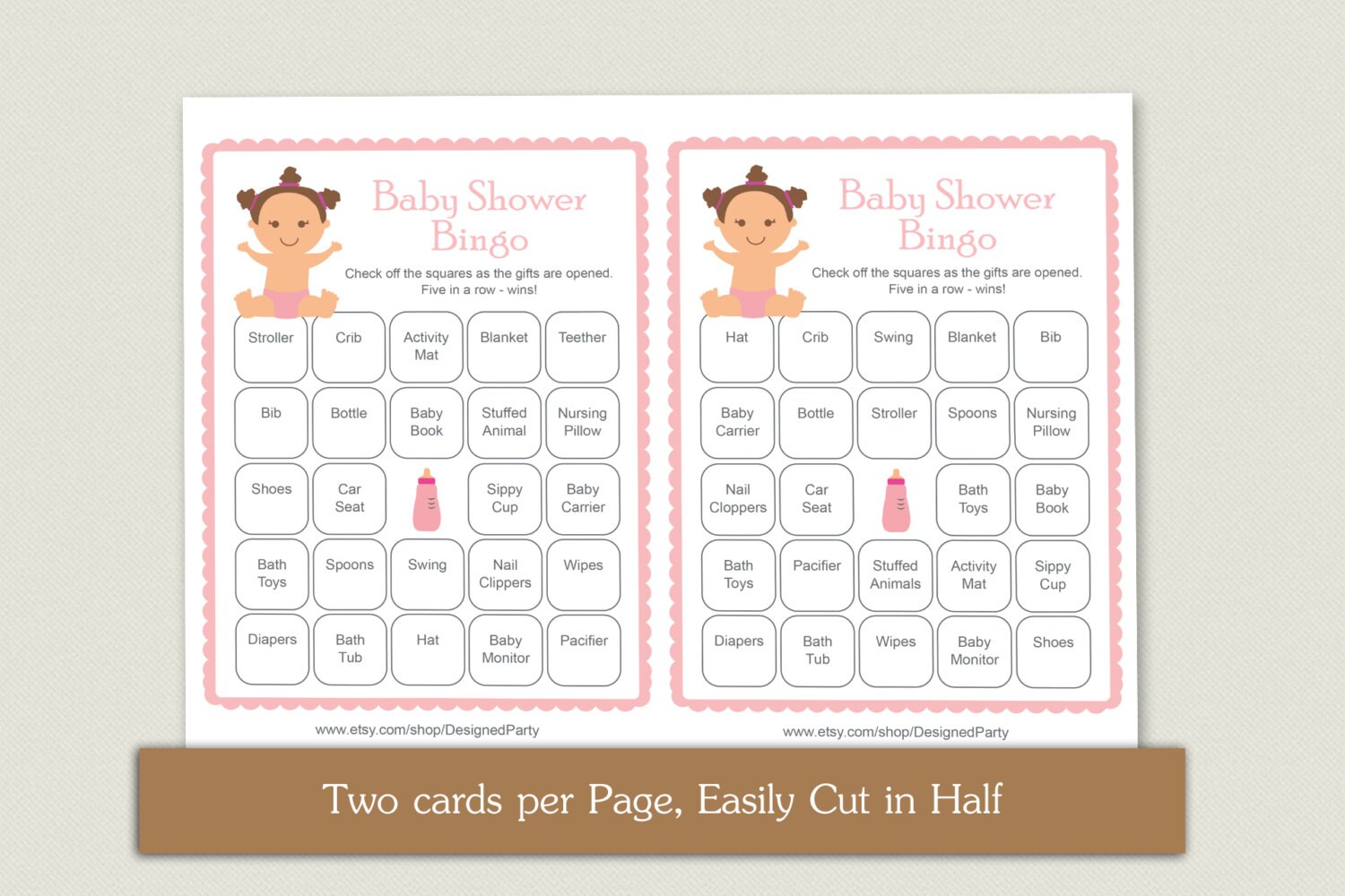 Girl Baby Shower Bingo Cards-baby Shower Bingo Game-40 Unique Game ...